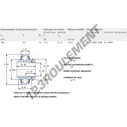 Accessoire de palier uk209-skf